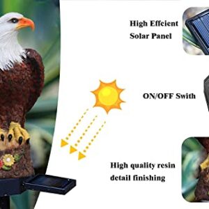 Solar Garden Light Resin Blad Eagle Figurine Dusk Dawn Solar Yard Light Animal Solar Stake Light Outdoor Decorative Eagle Statue Path Lights for Garden Lawn Patio Yard Walkway Courtyard Decoration