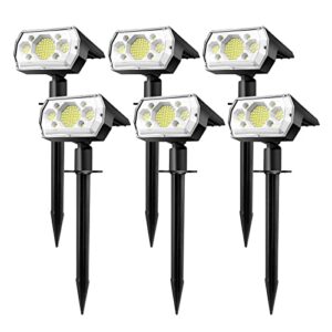 brisunshine solar spot lights outdoor,ip65 landscape spotlights waterproof solar powered for yard garden,2 in 1,auto on/off (6 pack/64 led/3 modes)