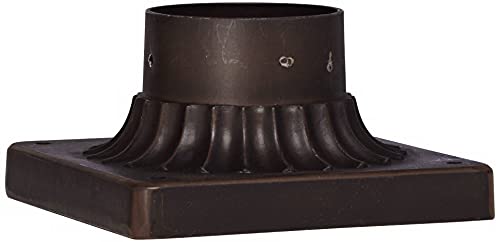 John Timberland Outdoor Pier Mount Post Adapter Antique Bronze Aluminum Fluted Column Style Base 5 3/4" for Exterior House Porch Patio Outside Deck Garage Yard Garden Driveway Home Lawn Walkway