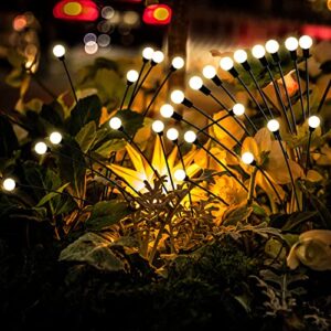 2 Pack 10 Head Solar Powered Firefly Lights, Outdoor Waterproof Starburst Swaying Garden Lights, Swaying When Wind Blows Solar Garden Lights, 10 LED Path Landscape Outdoor Decorative Lights