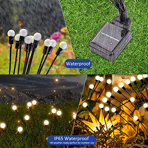 2 Pack 10 Head Solar Powered Firefly Lights, Outdoor Waterproof Starburst Swaying Garden Lights, Swaying When Wind Blows Solar Garden Lights, 10 LED Path Landscape Outdoor Decorative Lights