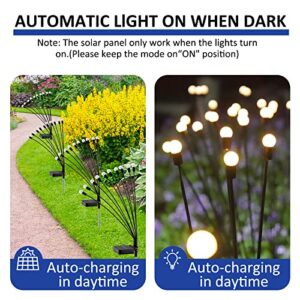 2 Pack 10 Head Solar Powered Firefly Lights, Outdoor Waterproof Starburst Swaying Garden Lights, Swaying When Wind Blows Solar Garden Lights, 10 LED Path Landscape Outdoor Decorative Lights