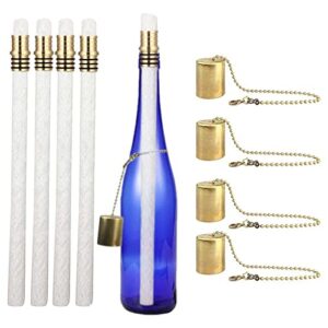 SM SunniMix 4Pcs Wine Bottle Torch Wicks Kit DIY Lighting Fiberglass Replacement Wicks for Outdoor Garden Backyard Torches Lights Homemade Torch