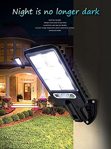 Solar Street Lights Outdoor Motion Sensor, Dusk to Dawn Solar Flood Light with Remote Control, IP65 Waterproof Security Light for Parking Lot, Garden, Street, Playground(18 LED)