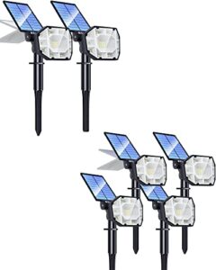 biling 30 led solar landscape lights spotlight, 2-in-1 bright solar lights outdoor landscaping spotlights, adjustable garden spot lights solar powered ip67 waterproof wall lights white