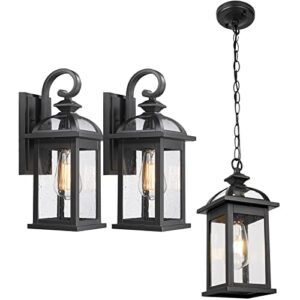 darkaway outdoor wall lights fixtures 2 pack with outdoor pendant light for porch, patio, garden