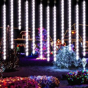 AWQ 16.9 Inch 10 Tubes Meteor Shower Lights 360LED Waterproof Falling Rain Drop Christmas Lights Plug in for Indoor & Outdoor Holiday Garden Tree Christmas Party Home Decor (White)