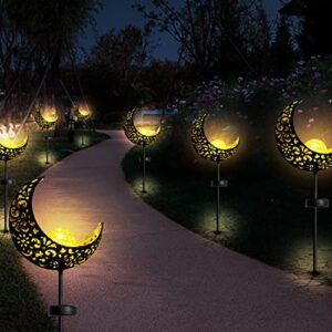 Solar Garden Lights Outdoor Decor – Moon Garden Decor for Outside, Cracked Glass Globe, Retro Stake Metal Lights, Zen Garden Art for Pathway/Lawn/Yard/Patio Decorations (1 in Box) (2 in Box)