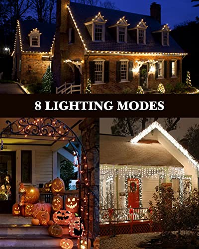 BUYISNIS Solar String Lights Outdoor, 66Ft 200 LED Solar/USB Powered Fairy Lights, 8 Modes with Remote Christmas Lights for Patio Garden Tree Party Yard Weeding Xmas Outside Decoration (Warm & White)