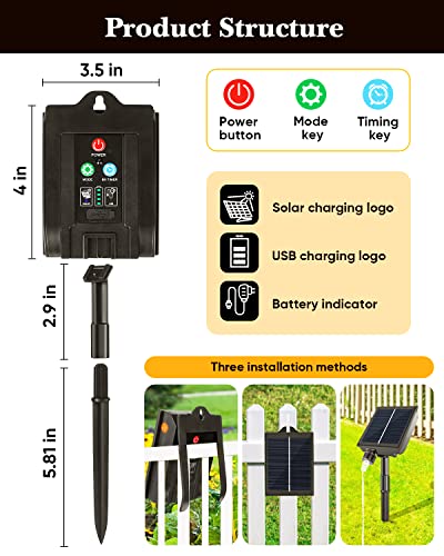 BUYISNIS Solar String Lights Outdoor, 66Ft 200 LED Solar/USB Powered Fairy Lights, 8 Modes with Remote Christmas Lights for Patio Garden Tree Party Yard Weeding Xmas Outside Decoration (Warm & White)