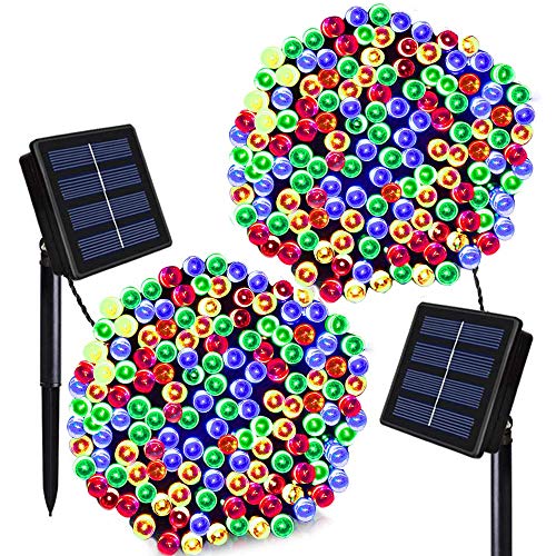 SOLARMKS Solar Christmas Lights 2 Pack Solar String Lights 72ft 200 LED 8 Modes Waterproof Solar Fairy String Lights for Outdoor, Gardens, Homes, Wedding, Christmas Party,Xmas Tree (Multi-Color)