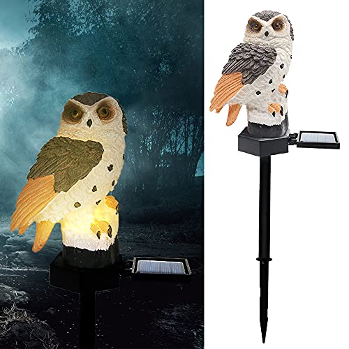 Solar Garden Lights Garden Statues LED Owl Solar Lights Waterproof Owl Lamp Outdoors for Garden Decor (Brown)