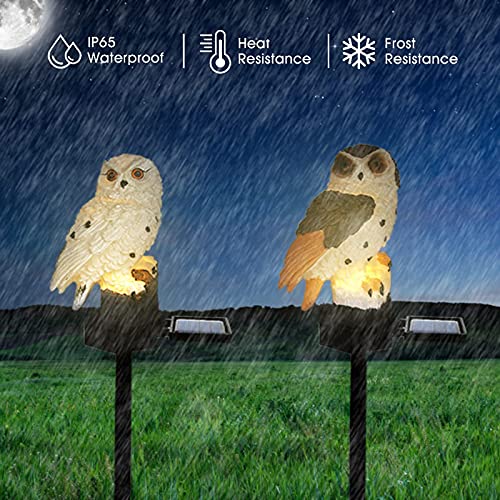 Solar Garden Lights Garden Statues LED Owl Solar Lights Waterproof Owl Lamp Outdoors for Garden Decor (Brown)