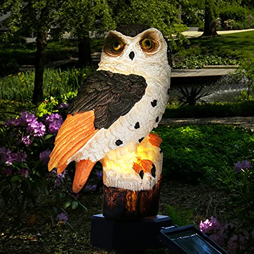 Solar Garden Lights Garden Statues LED Owl Solar Lights Waterproof Owl Lamp Outdoors for Garden Decor (Brown)