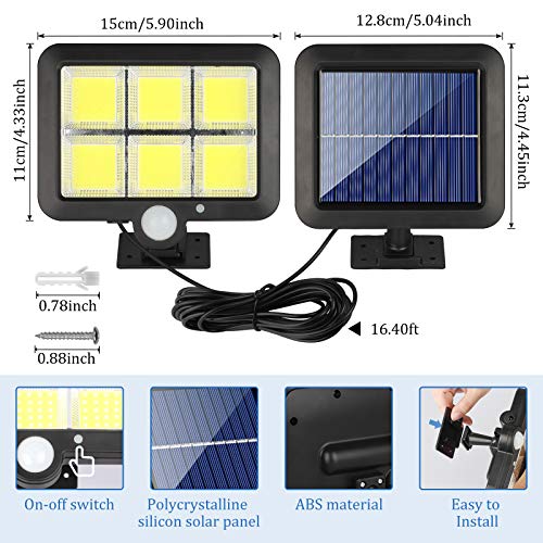 SUNJOYCO Solar Outdoor Light 120 LED Motion Sensor, IP65 Waterproof 120°Motion Sensor Security Lights 3 Modes Outdoor Motion Lights Wall Lights Solar Motion Light for Garden Patio Outdoor Yard Garage