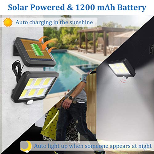 SUNJOYCO Solar Outdoor Light 120 LED Motion Sensor, IP65 Waterproof 120°Motion Sensor Security Lights 3 Modes Outdoor Motion Lights Wall Lights Solar Motion Light for Garden Patio Outdoor Yard Garage