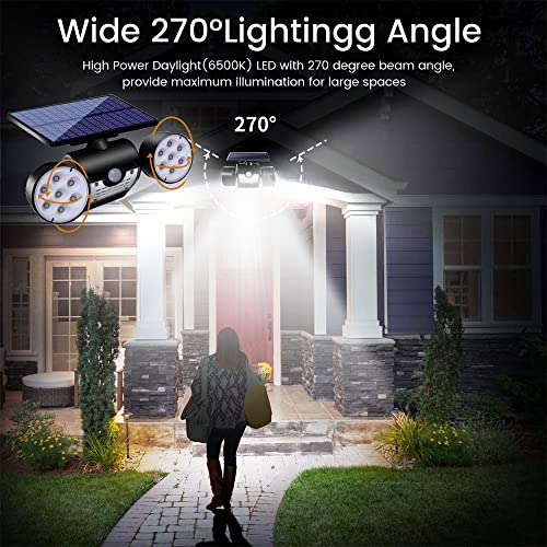 aurora-Xiong Solar Outdoor Lights Motion Sensor Waterproof, LED Security Light for Garden Yard Path Front Door Garage Patio Street Driveway with Dual Head 2 Pack