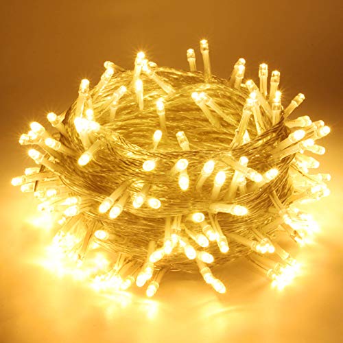 IDEAALS Expandable 82FT 200 LED Christmas String Lights for Outdoor/Indoor, 8 Lighting Modes Plug in Fairy String Lights for Xmas Tree Decor Bedroom Wedding Holiday Party Garden - Warm White