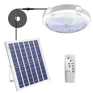 ougether solar lights indoor, solar ceiling light ip65 waterproof solar powered pendant light with remote control indoor outdoor garden corridor lamp (white)