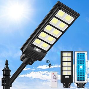 viugreum 500w solar street lights outdoor with motion sensor, 900pcs led, 6000k 50000lm ip65 waterproof solar parking lot lights, solar powered street light for barn, yard, street