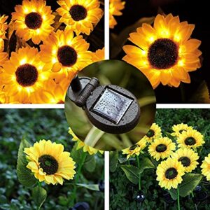 Solar Sunflower Lights Garden Decor -Solar Sunflower Outdoor Decorative Lights Solar Flowers Lights Solar Sunflowers Outdoor Waterproof Decor for Court Yard, Front , Patio, Balcony (2 Pack)