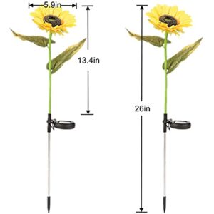 Solar Sunflower Lights Garden Decor -Solar Sunflower Outdoor Decorative Lights Solar Flowers Lights Solar Sunflowers Outdoor Waterproof Decor for Court Yard, Front , Patio, Balcony (2 Pack)