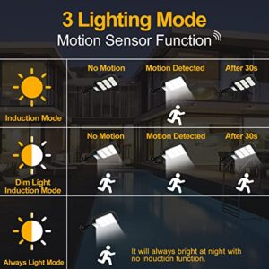 Solar Outdoor Lights, 4 Pack 279 Led Remote Control Wireless Led Solar Street Lights Outdoor, Ip65 Waterproof Motion Sensor Solar Security Wall Light with 3 Modes for Garden, Street, Yard, Garage