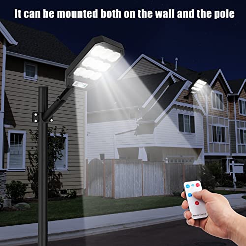 Solar Outdoor Lights, 4 Pack 279 Led Remote Control Wireless Led Solar Street Lights Outdoor, Ip65 Waterproof Motion Sensor Solar Security Wall Light with 3 Modes for Garden, Street, Yard, Garage