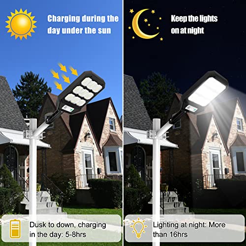 Solar Outdoor Lights, 4 Pack 279 Led Remote Control Wireless Led Solar Street Lights Outdoor, Ip65 Waterproof Motion Sensor Solar Security Wall Light with 3 Modes for Garden, Street, Yard, Garage