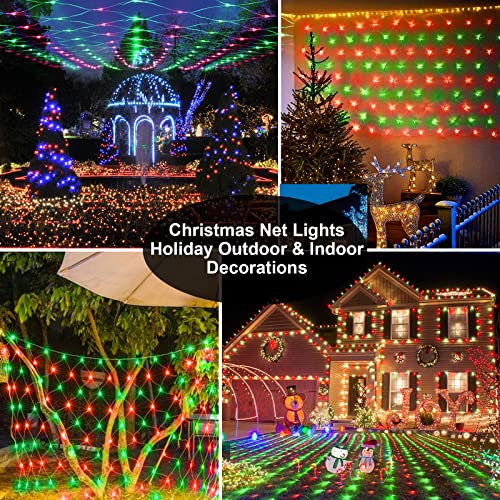 JXLEDAYY Christmas Net Lights 200 LED Outdoor Waterproof Mesh Lights for Bushes Connectable Christmas Outdoor Decorations Lights Plug in with Remote 8 Modes for Window Fence Garden Roof Decor