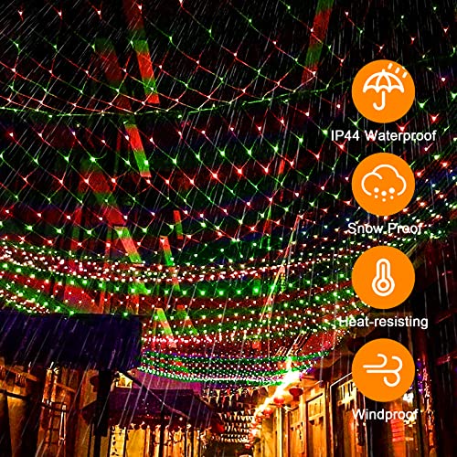 JXLEDAYY Christmas Net Lights 200 LED Outdoor Waterproof Mesh Lights for Bushes Connectable Christmas Outdoor Decorations Lights Plug in with Remote 8 Modes for Window Fence Garden Roof Decor