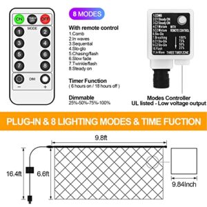 JXLEDAYY Christmas Net Lights 200 LED Outdoor Waterproof Mesh Lights for Bushes Connectable Christmas Outdoor Decorations Lights Plug in with Remote 8 Modes for Window Fence Garden Roof Decor