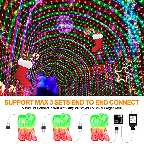 JXLEDAYY Christmas Net Lights 200 LED Outdoor Waterproof Mesh Lights for Bushes Connectable Christmas Outdoor Decorations Lights Plug in with Remote 8 Modes for Window Fence Garden Roof Decor