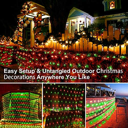 JXLEDAYY Christmas Net Lights 200 LED Outdoor Waterproof Mesh Lights for Bushes Connectable Christmas Outdoor Decorations Lights Plug in with Remote 8 Modes for Window Fence Garden Roof Decor