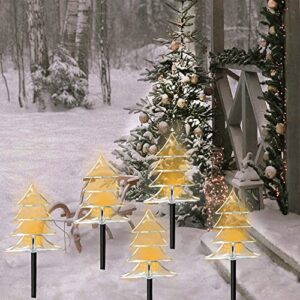 oolaloo solar led pathway lights christmas tree path light for christmas holiday decoration waterproof garden light yard decoration warm white (trees)