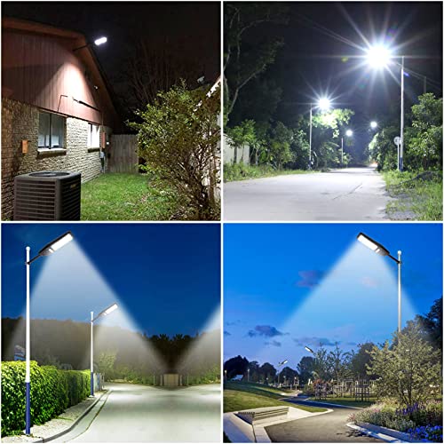 300W Solar Street Light, 2 Light Set Motion Sensor Dusk to Dawn 15000LM Solar Lights Outdoor with Remote Control, IP65 Waterproof Flood Security Light for Yard, Driveway, Garden, Parking Lot, Garage