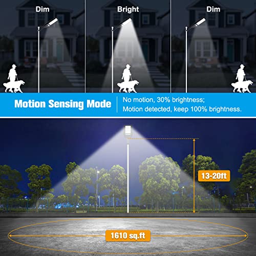 300W Solar Street Light, 2 Light Set Motion Sensor Dusk to Dawn 15000LM Solar Lights Outdoor with Remote Control, IP65 Waterproof Flood Security Light for Yard, Driveway, Garden, Parking Lot, Garage