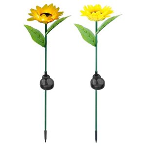 wenyuyu 2 piecs outdoor solar garden stake lights, 10 led sunflower solar powered light, waterproof decorative lights for path patio backyard lawn