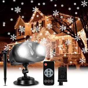 aloveco christmas projector lights outdoor, led snowflake projector christmas lights with remote rotating projection lamp, waterproof holiday decorative lighting for xmas party garden gift [upgrade]