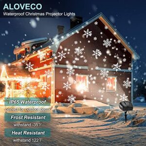 ALOVECO Christmas Projector Lights Outdoor, LED Snowflake Projector Christmas Lights with Remote Rotating Projection Lamp, Waterproof Holiday Decorative Lighting for Xmas Party Garden Gift [Upgrade]