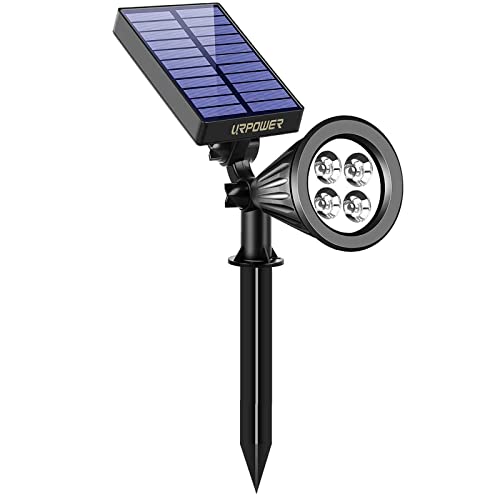 URPOWER Solar Lights, 2-in-1 Solar Powered 4 LED Solar Spotlight Adjustable Wall Light Landscape Light Security Lighting Dark Sensing Auto On/Off for Patio Deck Yard Garden Driveway Pool Area(1 Pack)