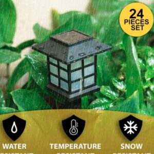 Zone Tech Outdoor Solar Powered Light – LED 24 Pack Bright Premium Quality Rain-Proof Walkway Path Patio Yard Lawn Garden LED Lamp (24 Pieces)