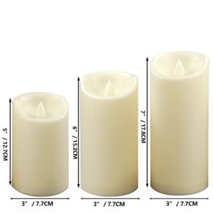 2WDECOR Waterproof Outdoor Battery Operated Flameless Candles with Remote and Timer Flickering Battery Operated LED Pillars Lights for Home Garden Wedding Christmas Decor 3x5, 6, 7 Inches, Set of 3