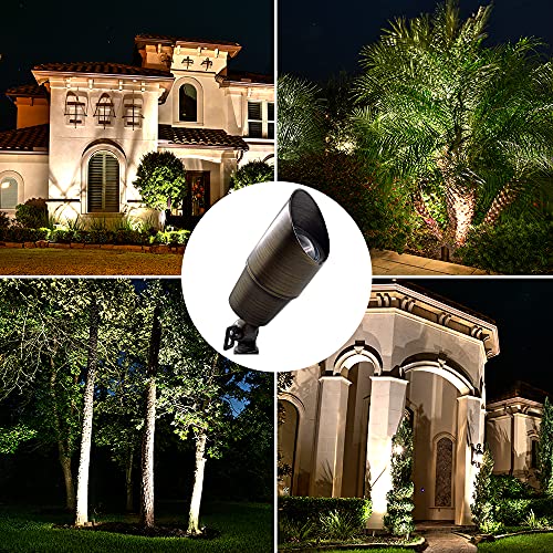 LED Spot Lights Outdoor Landscape Lighting 107 - Solid Brass Spotlight LED Yard Lights Security Landscape Lights for Beautiful Bright Long Lasting Home Garden Patio Pool Area Deck Lighting (No Bulb)