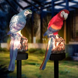 uonlytech solar parrot garden light led solar patio light waterproof decorative landscape lamp for outdoor garden pathway yard (1 pc random color)