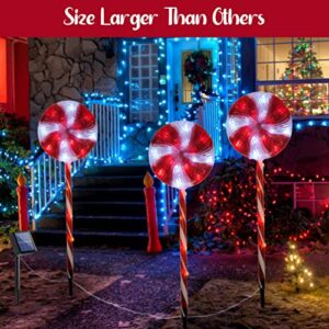 Fcysy Solar Christmas Lights Outdoor Decorations, Red and White Lollipop Outside Solar Powered Xmas Pathway Lights, Waterproof Christmas Yard Walkway Stake Lights for Holiday Lawn Garden Patio Décor