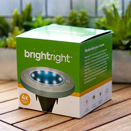 BrightRight Outdoor Solar Pathway Disk Lights (12 Lights) 8 White LED, Waterproof Decorative Landscape Lighting for Yard, Garden, Patio, Lawn, Deck, Pathway, Driveway - Dusk to Dawn