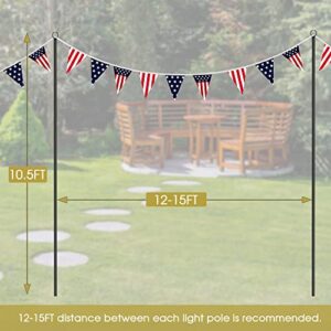 Kincubow String Light Poles, Outdoor String Light Poles for Outside String Lights, 10ft Spiral Screw-in String Light Poles for Patio, Bistro String Light Poles for Backyard Patio Garden Party 2 Packs