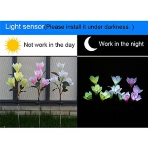 LIZHOUMIL Outdoor Solar Flower Stake Lights,Waterproof Solar Magnolia Flower Garden Lights,LED Solar Landscape Light,Ground Plug Lamp for Garden Lawn Path Yard Patio Driveway Backyard Decoration Pink