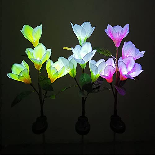 LIZHOUMIL Outdoor Solar Flower Stake Lights,Waterproof Solar Magnolia Flower Garden Lights,LED Solar Landscape Light,Ground Plug Lamp for Garden Lawn Path Yard Patio Driveway Backyard Decoration Pink